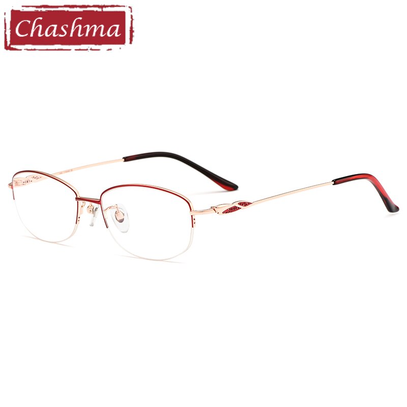 Chashma Eyeglasses Women Optical Frames Red Gold S... – Grandado