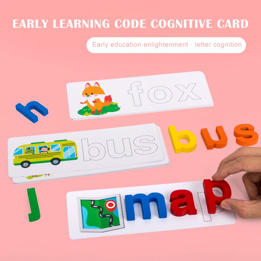 Wooden Alphabet Letter Learning Cards Set Word Spe... – Grandado