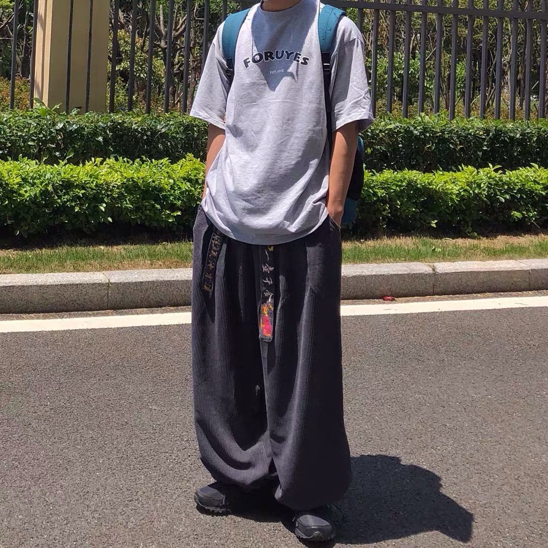 Houzhou Corduroy Broek Baggy Wijde Pijpen Broek Vo... – Grandado