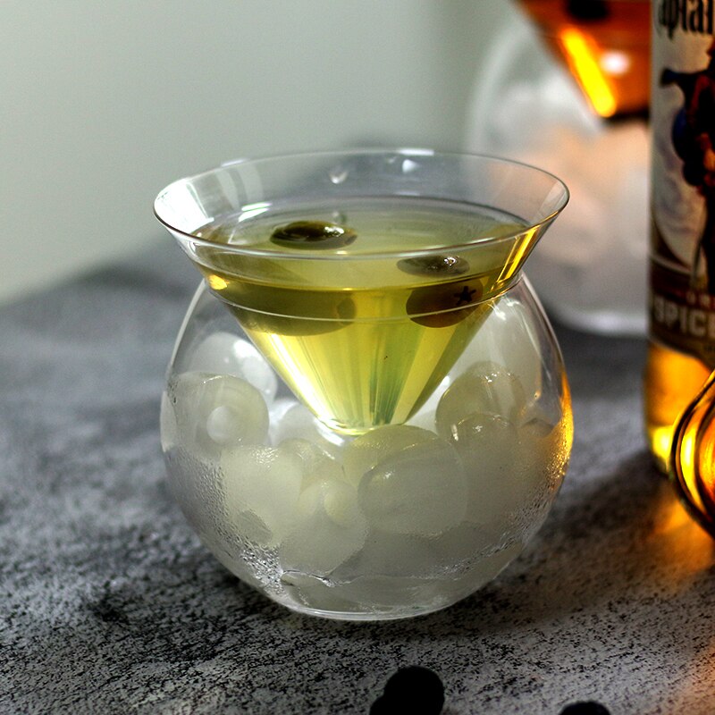 lead free glass conical cone stemless martini cock... – Grandado