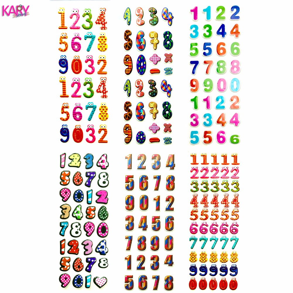 6 Sheets Cute Kawaii Numbers Letter Symbol Scrapbo... – Vicedeal