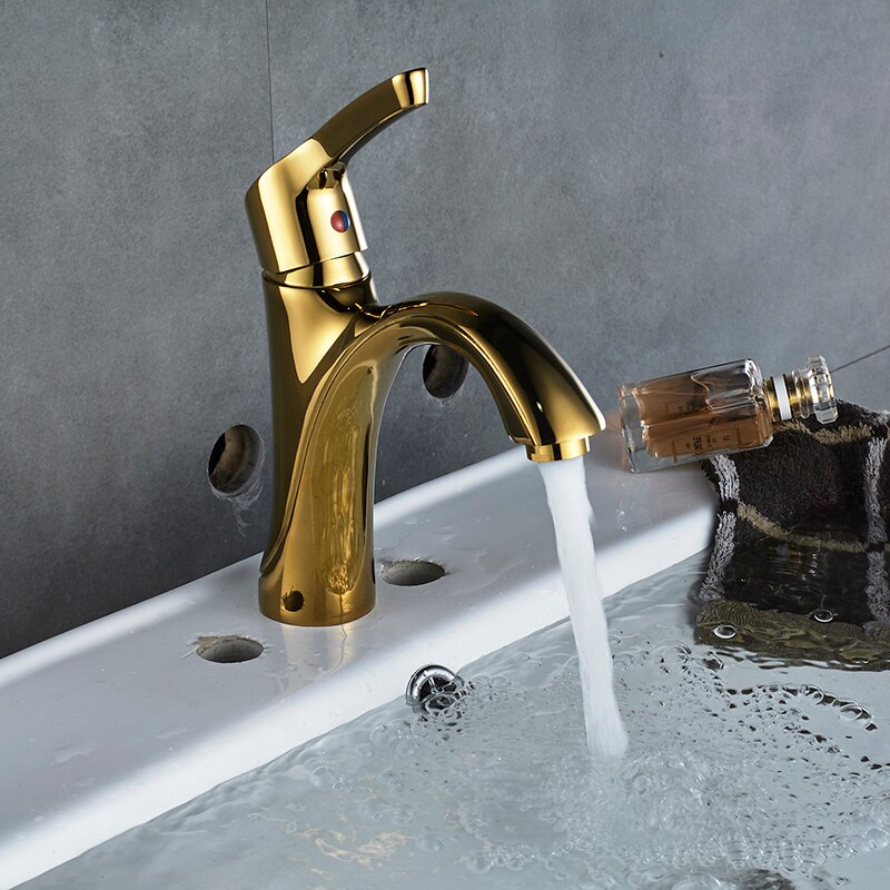 Onyzpily Becken Wasserhahn Goldene Kurze Stil Einz... – Grandado