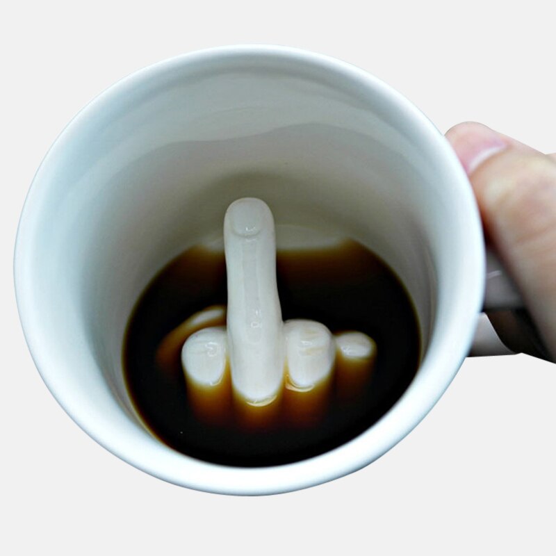 White Middle Finger Style Mug Water Cup Funny Cera... – Vicedeal