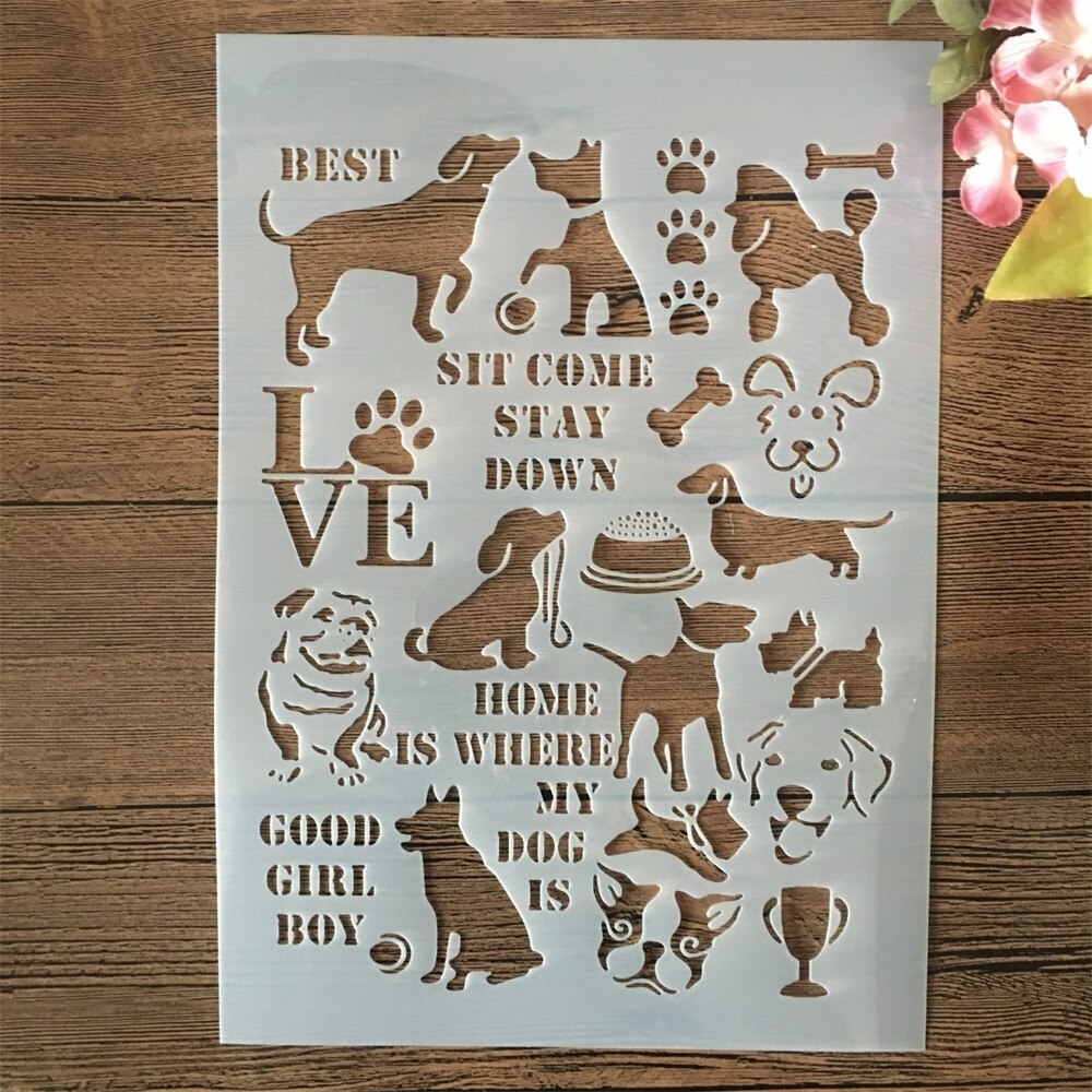 A4 29cm Cute Dogs Words Paw DIY Layering Stencils ... – Vicedeal