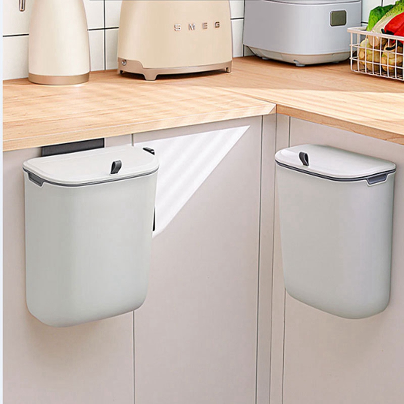 Wall Mounted Hanging Trash Bin for Kitchens with L... – Grandado