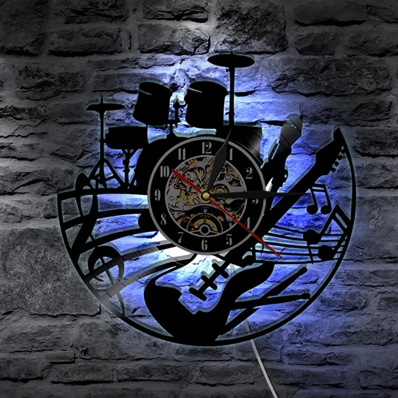 Vintage Music Theme LED Lighting Drums Guitar Viny... – Grandado