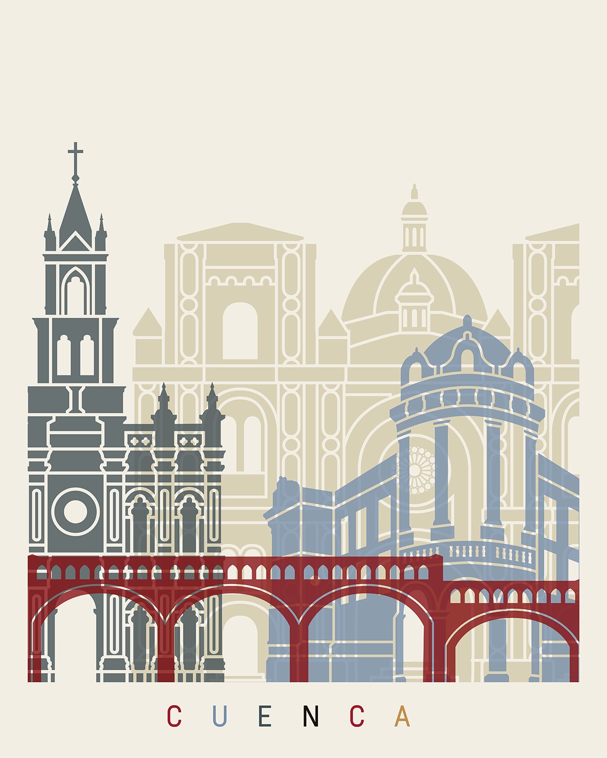 Cuenca Ec Skyline Poster- Lámina Artistica Decorac... – Grandado