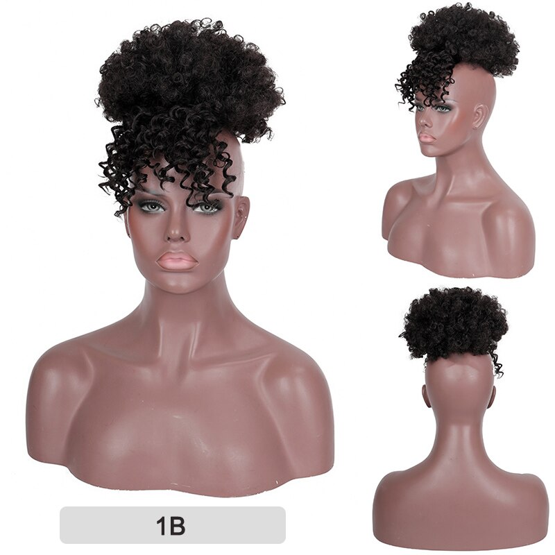 DIANQI Synthetic Black Bun Short Fluffy Kinky Curl... – Vicedeal