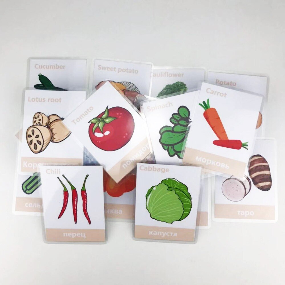 66Pcs Kids Russian& English Animals/Fruit/vegetabl... – Grandado