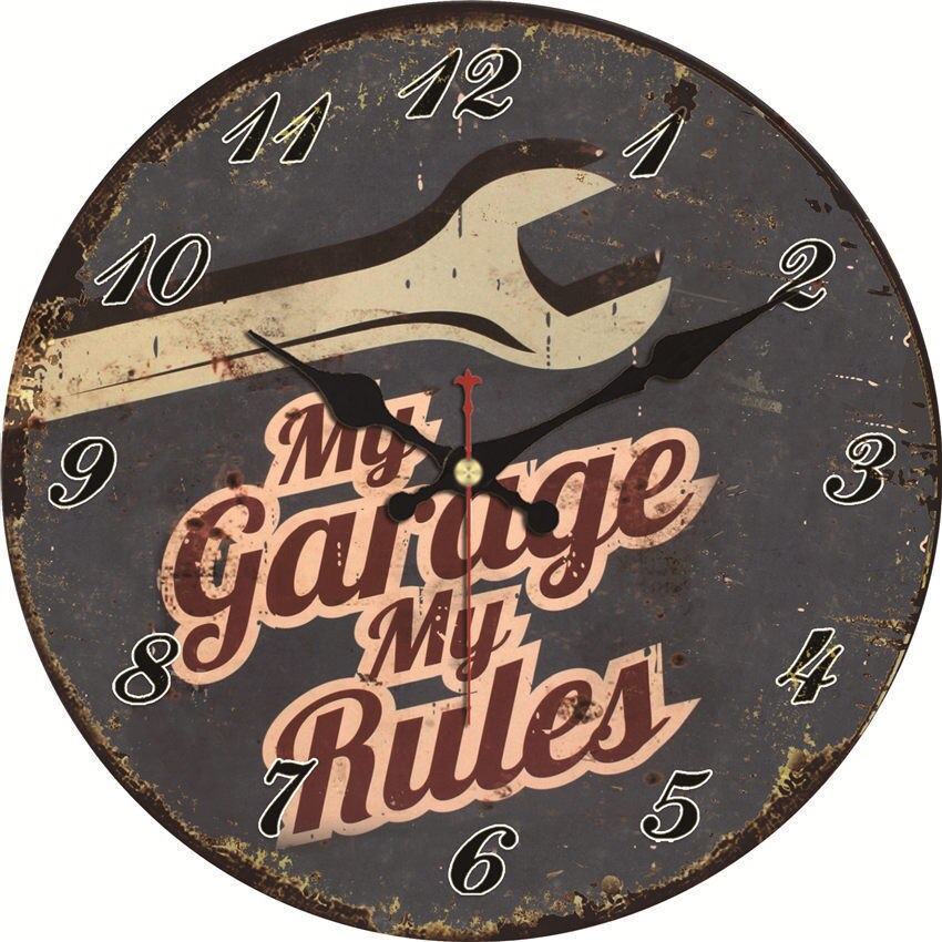 Shabby My Garage Wall Clocks,Vintage Gray My Rules... – Grandado