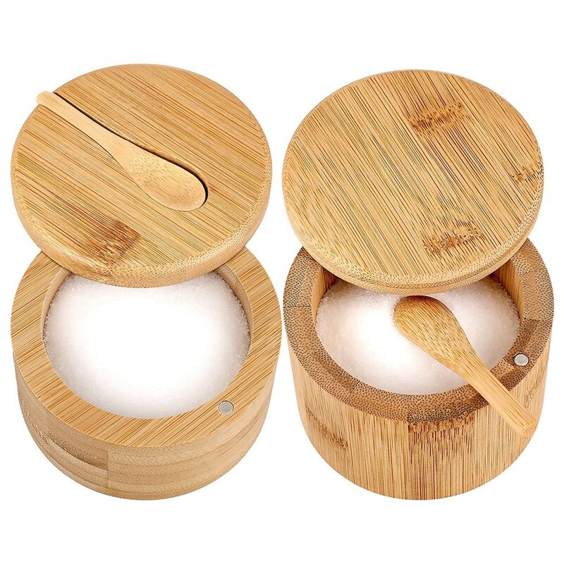 Bamboo Salt Holder Salt Cellar and Pepper Box Salt... – Grandado