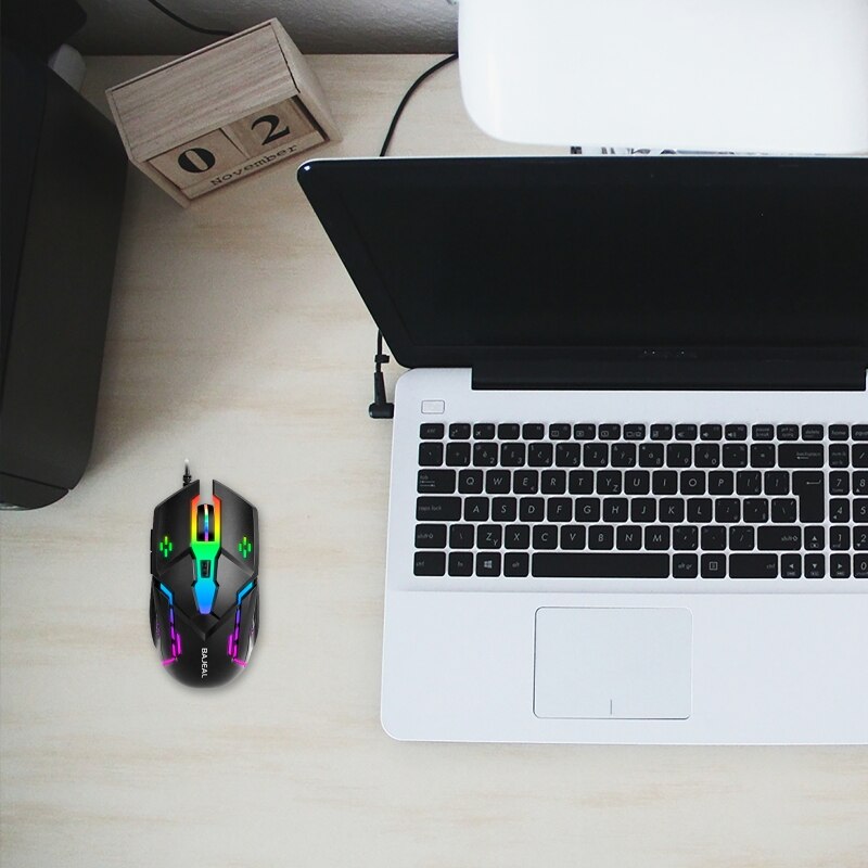 BAJEAL D2 Wired Sports Mouse Six-Button 4-Speed Va... – Grandado