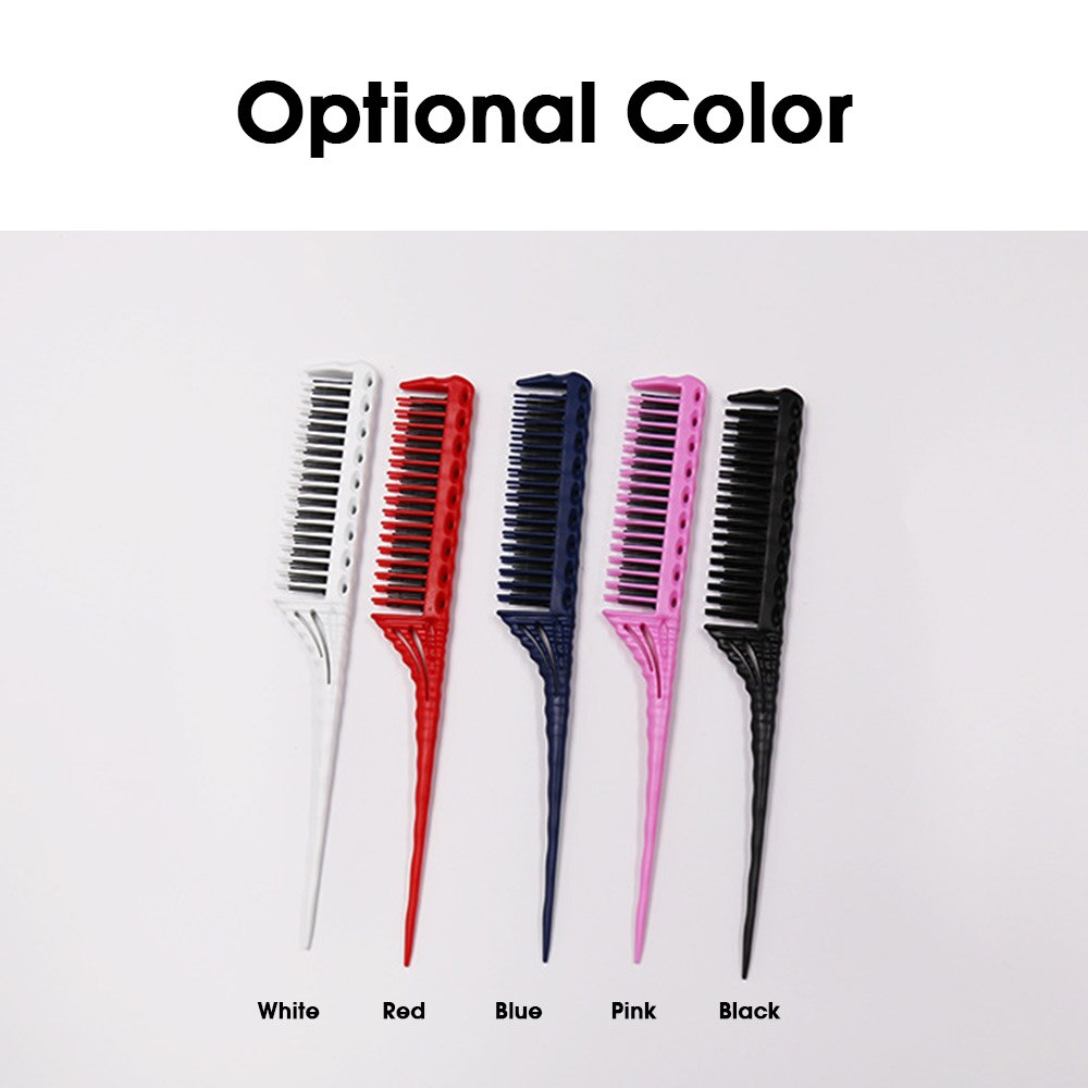 3-Row Teeth Teasing Comb Detangling Brush Rat Tail... – Vicedeal
