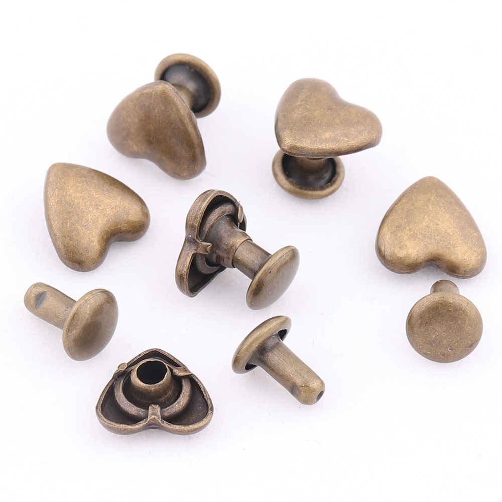 Double Cap Rivets Heart Studs Nail Metal Spike for... – Vicedeal
