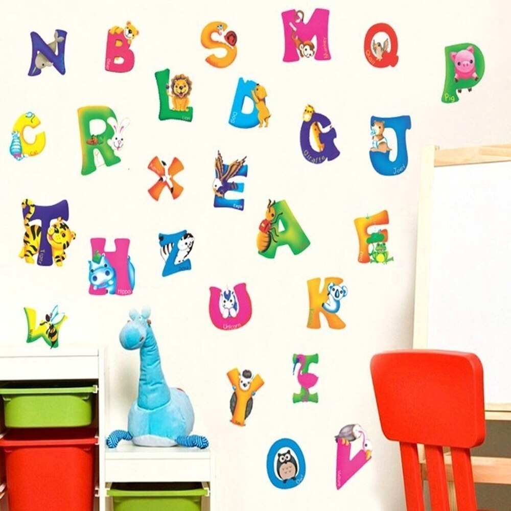 26 A-Z Alphabet Letters Wall Stickers for Kids Bed... – Grandado