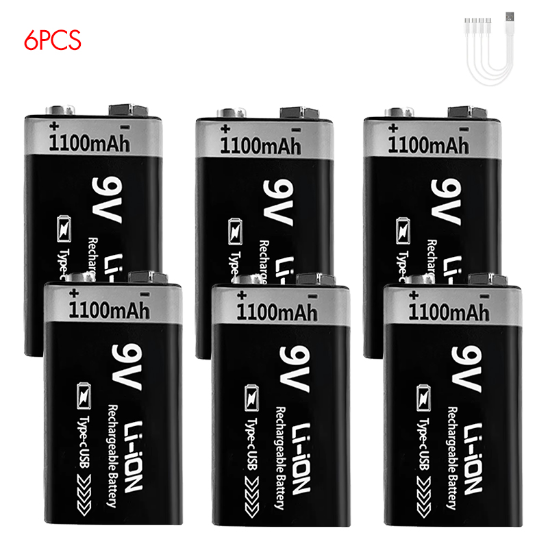 MATOV 9V oplaadbare batterij 1100mAh USB Type-C op... – Vicedeal