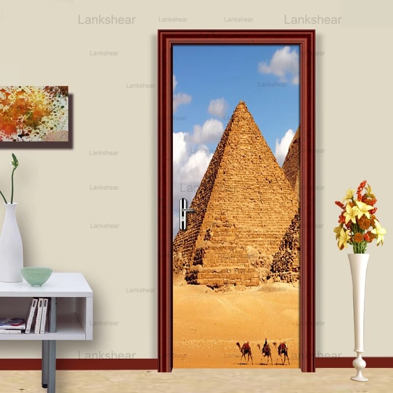 Door Stickers Ancient Egypt Pyramid Home Decoratio... – Vicedeal