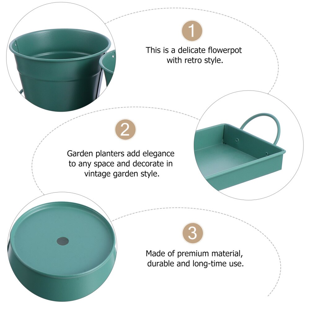3pc Flower Iron Bucket Planter Pot with Tray Retro... – Grandado
