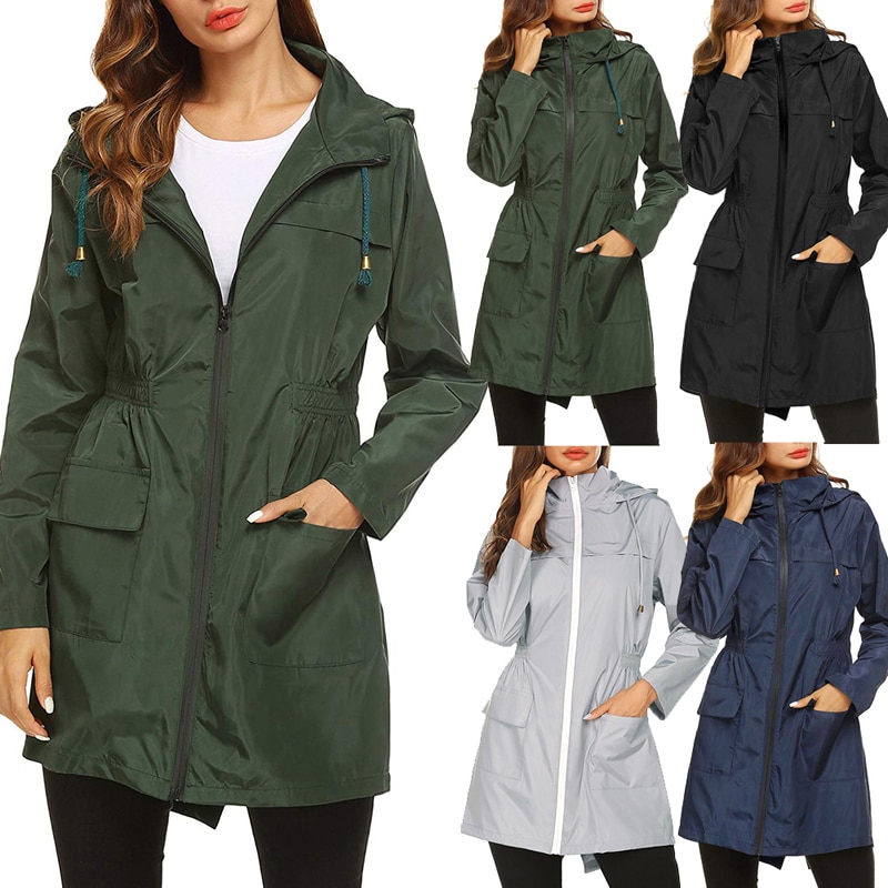 Women Windproof Jacket Overcoat Autumn Windbreaker... – Vicedeal
