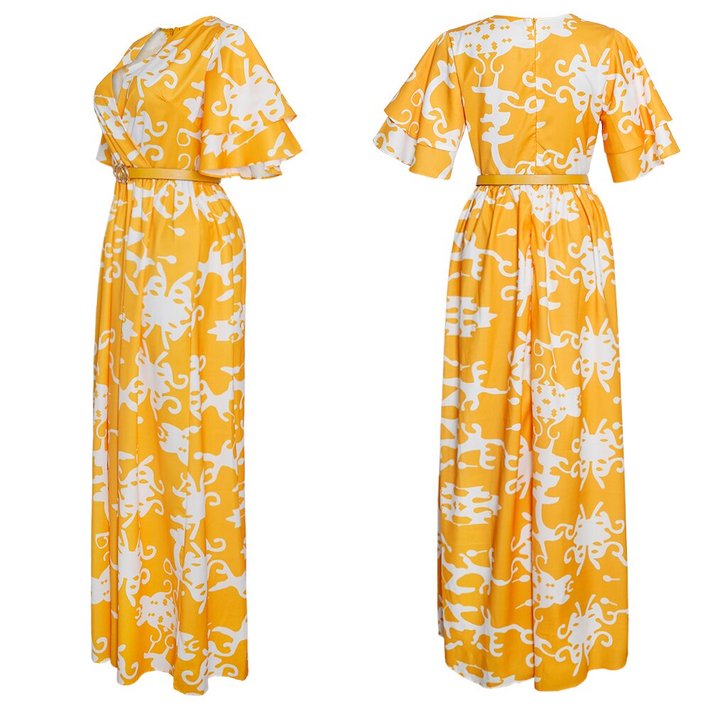 MD African Print Party Dress Women Large Sizes Rob... – Grandado