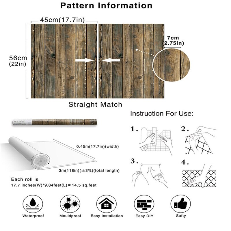 retro 3Dsimulation wood board wood grain stickers ... – Grandado
