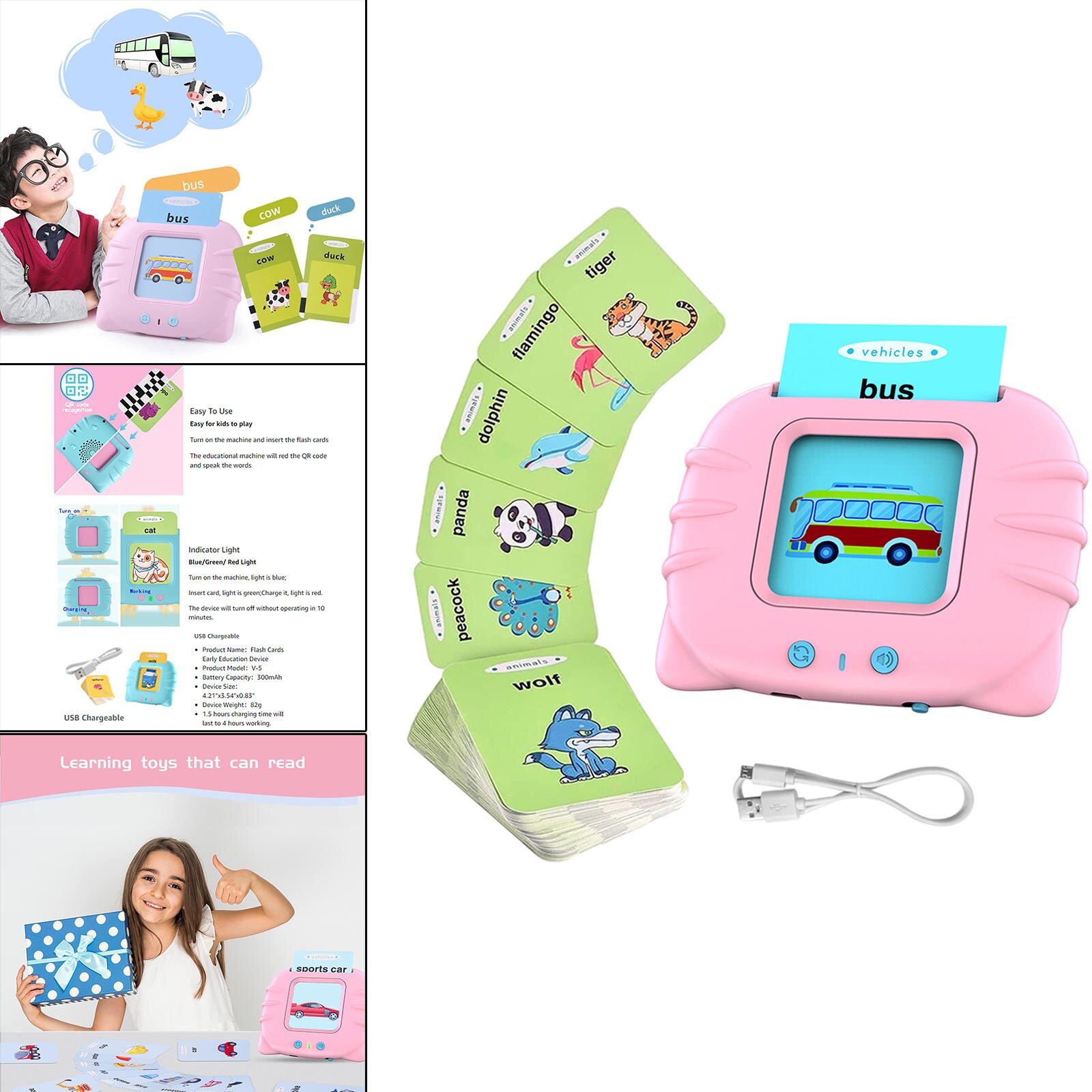 224Pcs Flash Cards Education Machine Audible with ... – Grandado