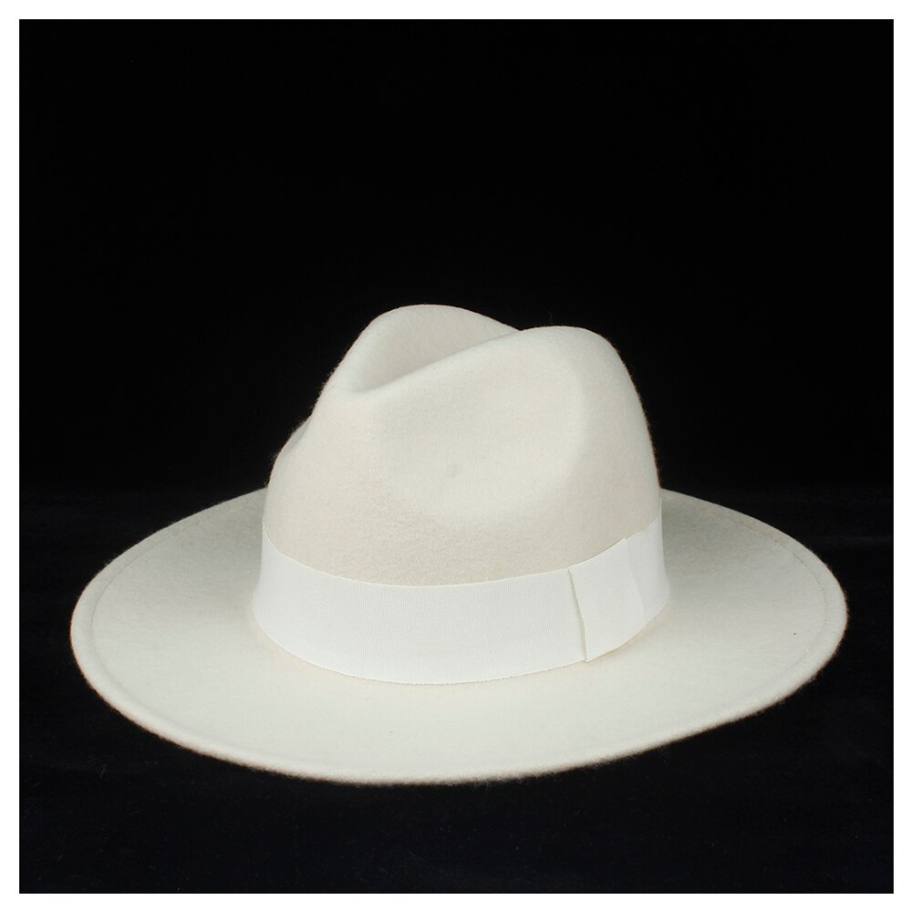 100% Wool Authentic Women White Fedora Hat Wide Br... – Vicedeal