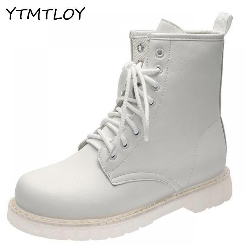 Mulheres de couro macio branco ankle boots botas d... – Vicedeal