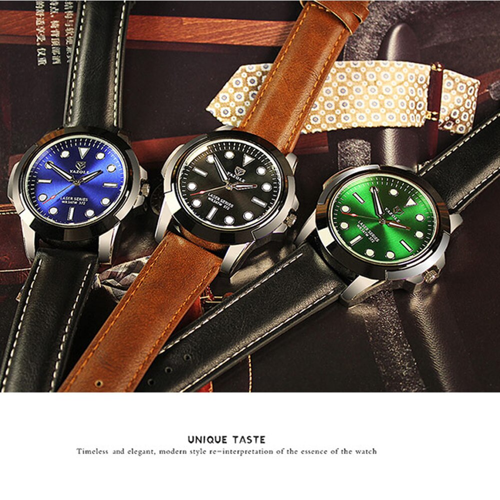 YAZOLE Watches Leather Strap Watch For Men Quartz ... – Grandado