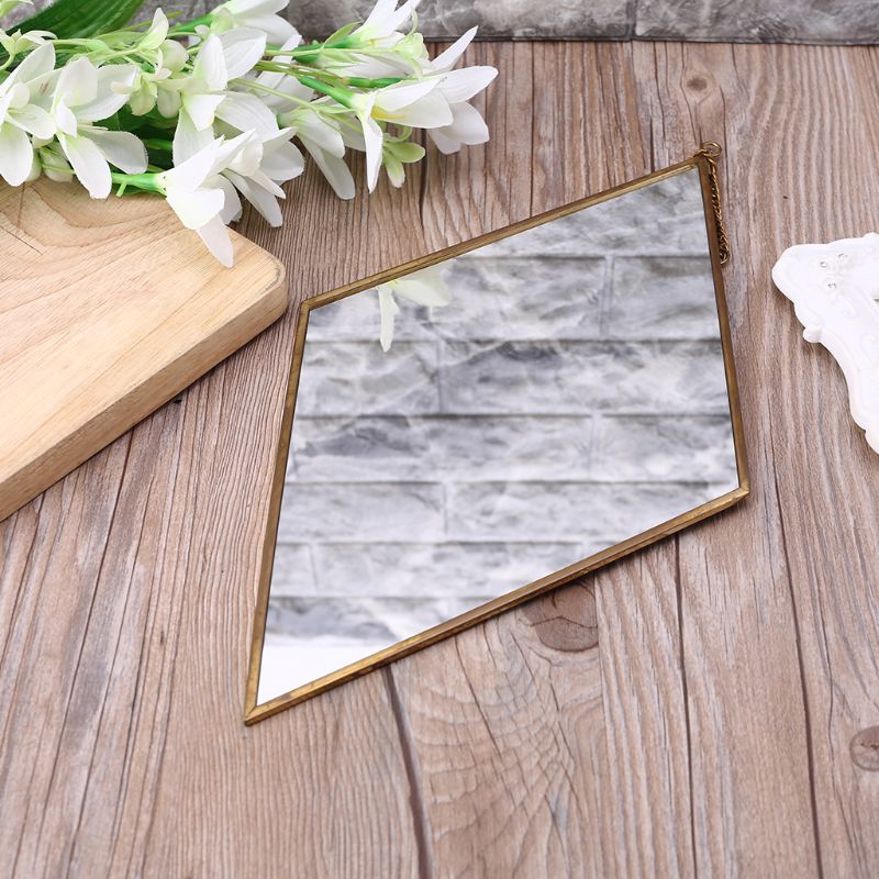 Rhombus Wall Hanging Mirror Gold Dressing Table Ma... – Grandado