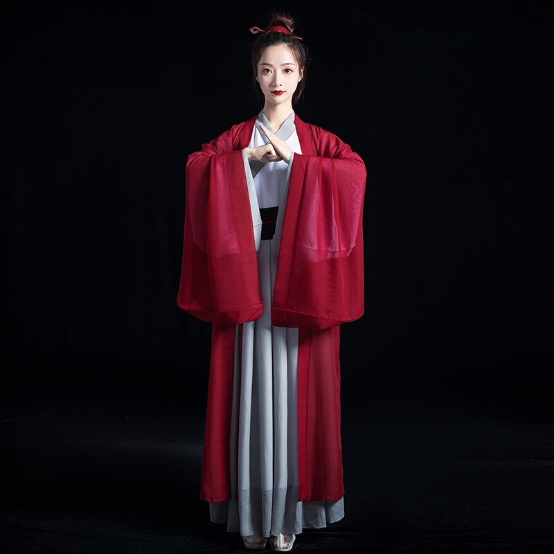 Chinese Style Red Hanfu Knight Costumes Stage Perf... – Grandado