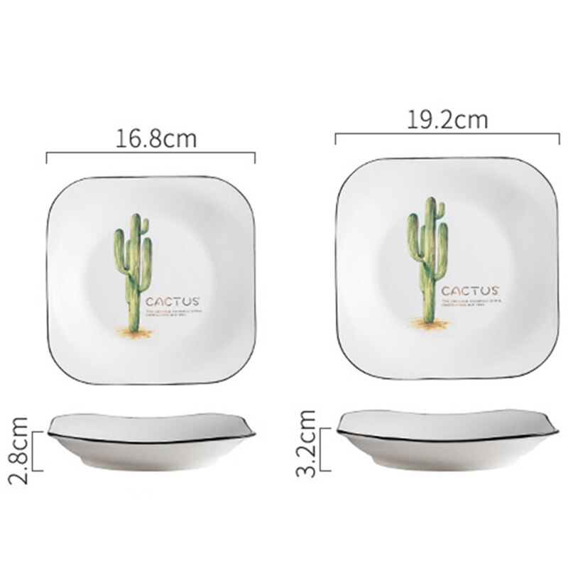 Grøn plante firkantet keramisk tallerken vestlig m... – Grandado