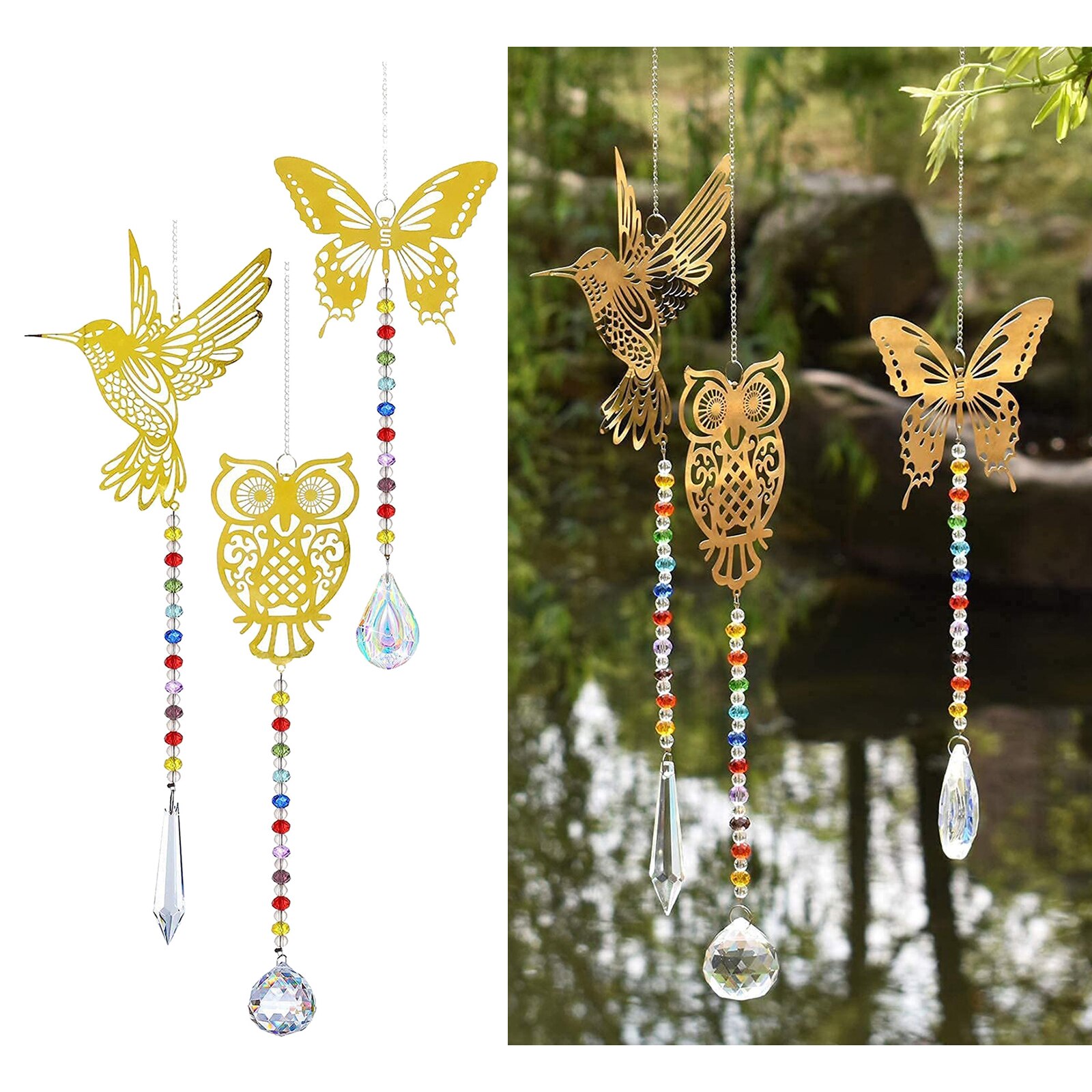 3Pcs Crystal Hummingbird Rainbow Maker Ing Decor C... – Grandado