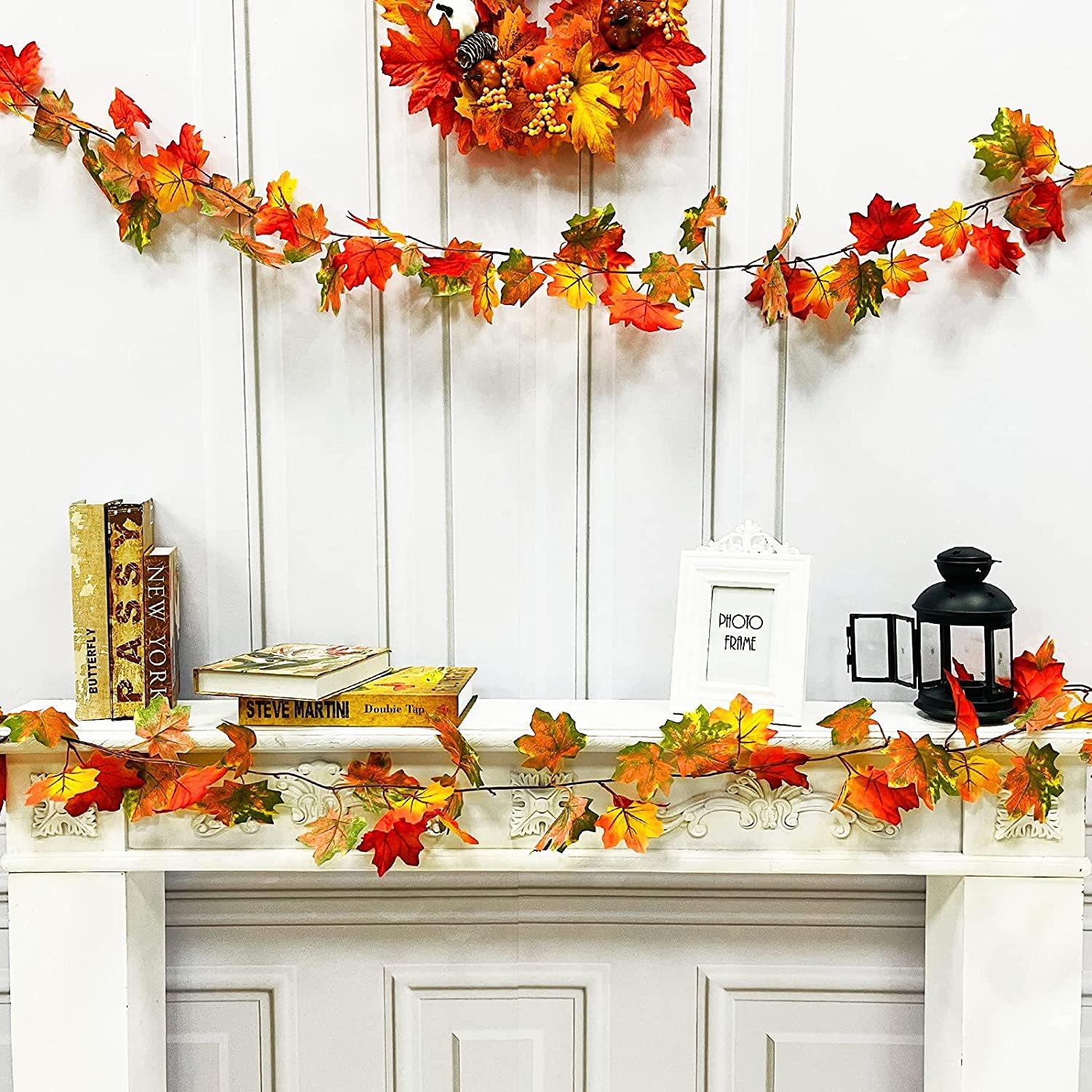 2 Pcs Autumn Maple Leaves Garland Fall Hanging Pla... – Vicedeal
