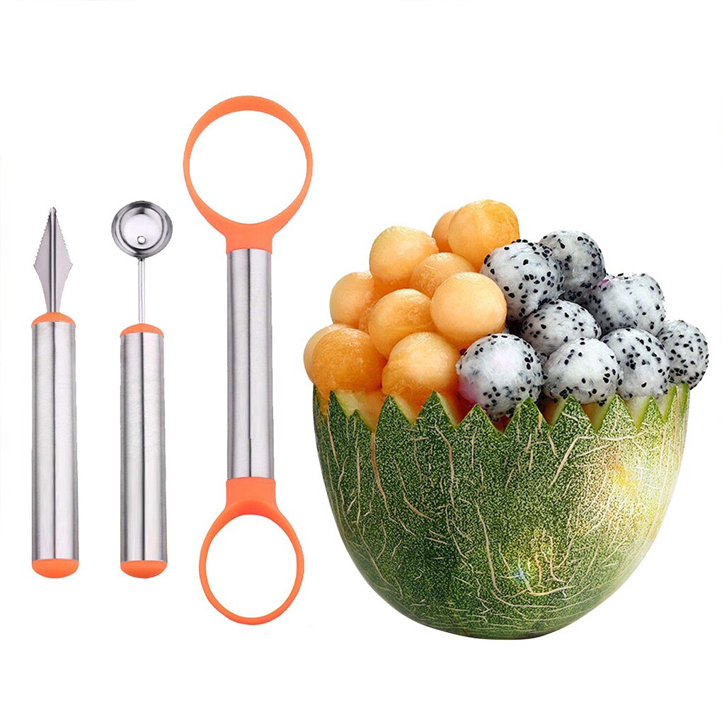 3-in-1 Stainless Steel Melon Baller & Carving ... – Grandado