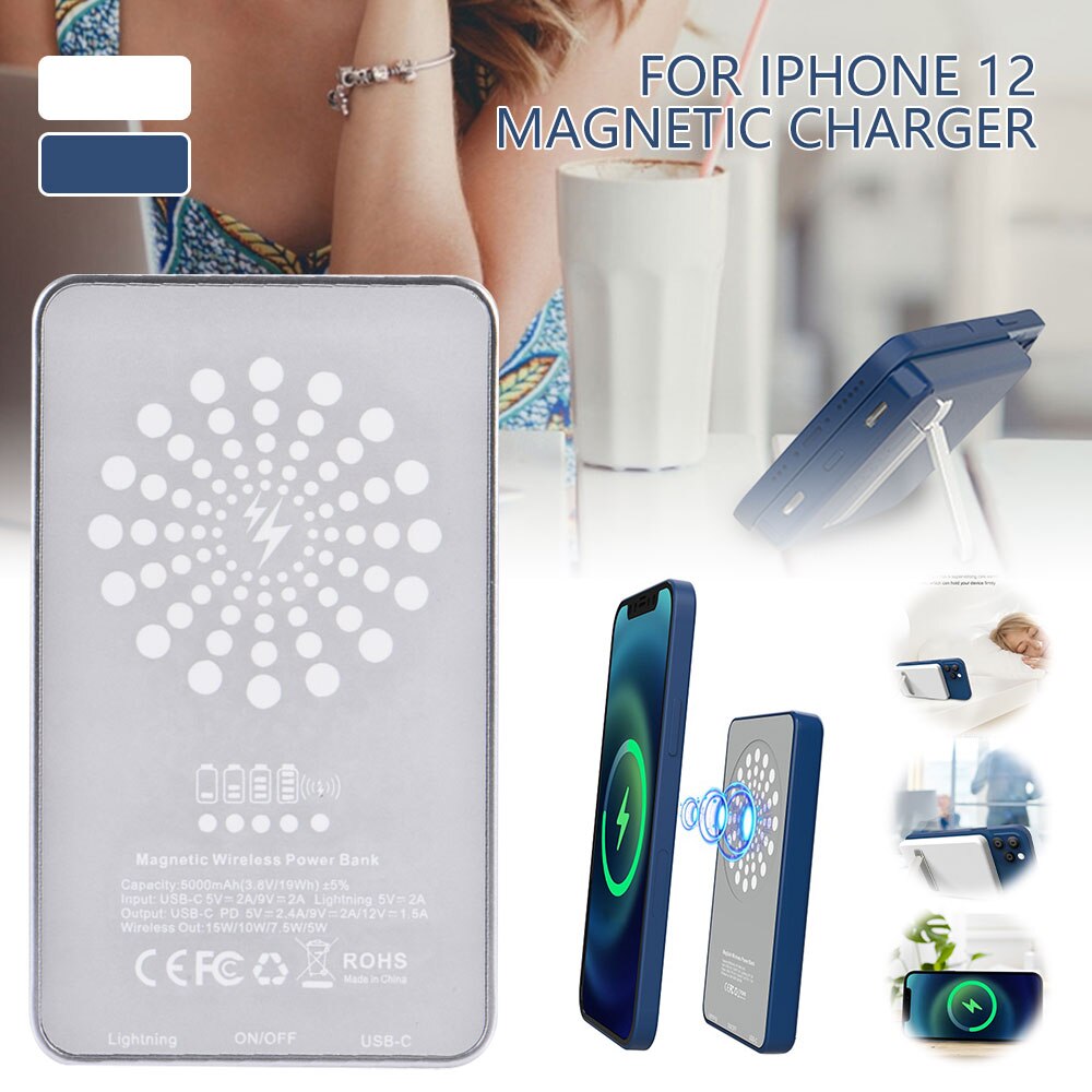 Magnetic Wireless Charger 5000mAh Mini Power Bank ... – Vicedeal
