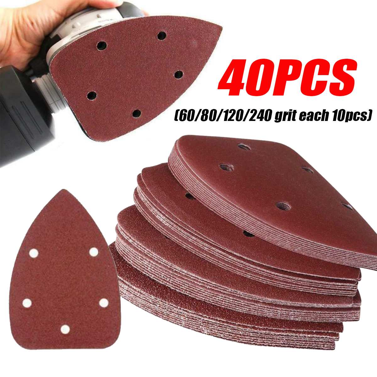40Pcs Grit 60/80/120/240 Sanding Discs Triangle Sa... – Grandado