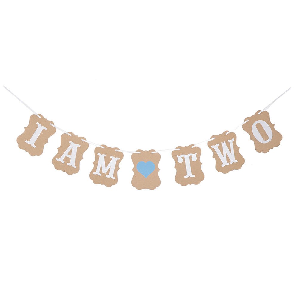 1 Set Boy Girl I Am Two Kraft Paper Banner 2 years... – Grandado