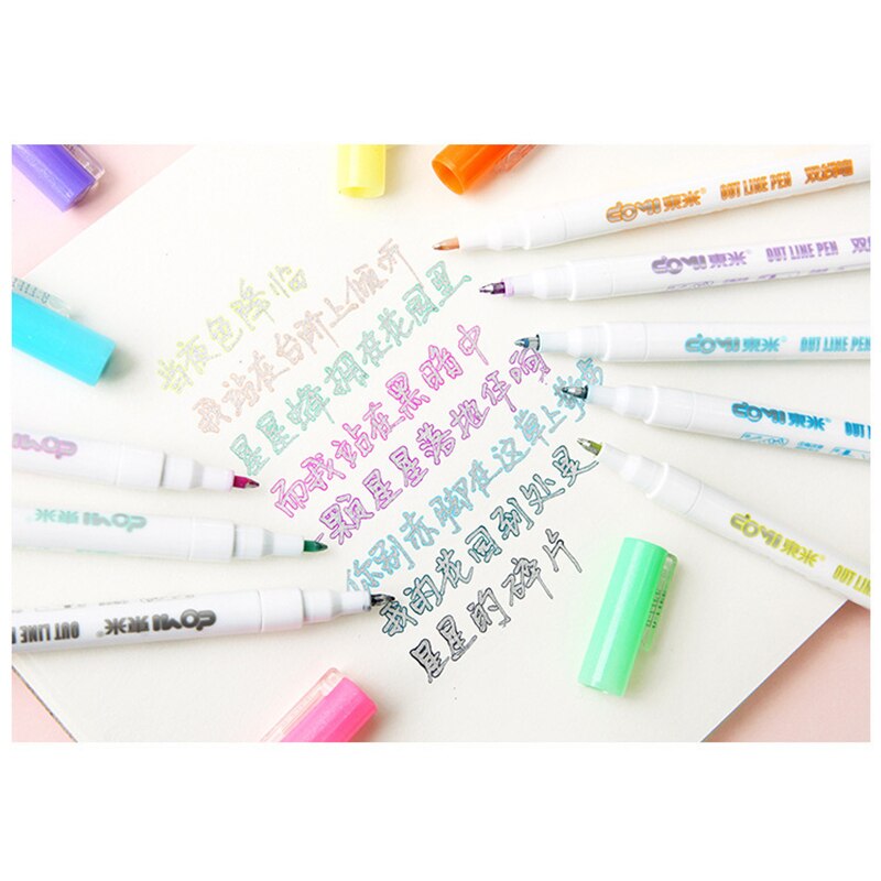 Newly 8Pcs/Set Double Liner Outline Pen Writing Dr... – Grandado