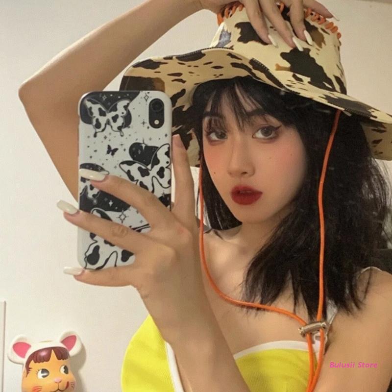 Retro Hipster Cowboy Hat Cute Cow Basin Hat Outdoo... – Vicedeal