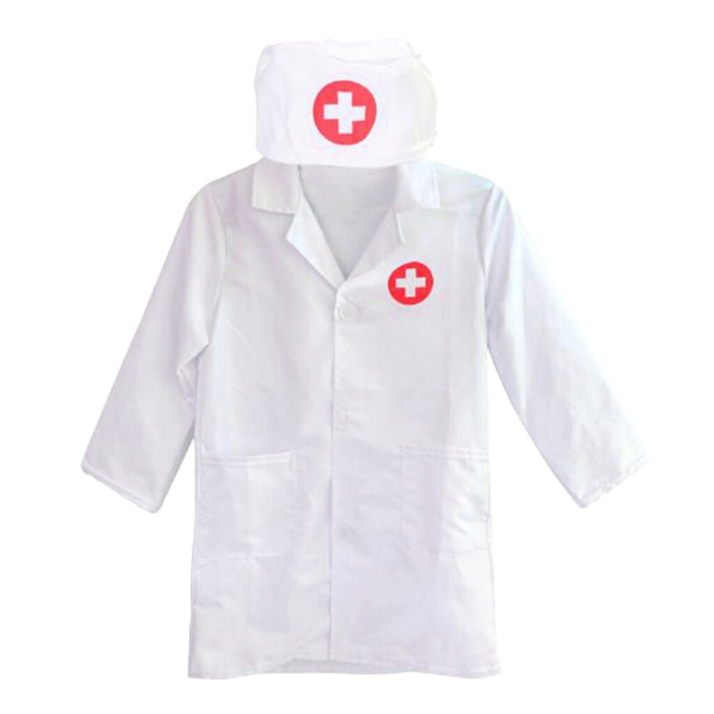 2 Pieces Kids White Lab Coat with Cap Doctor/Nurse... – Vicedeal