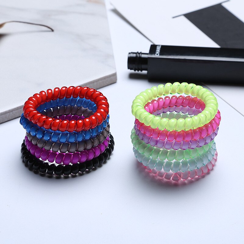 5 PCS Candy Color Women Hair Ties Telephone Wire L... – Grandado