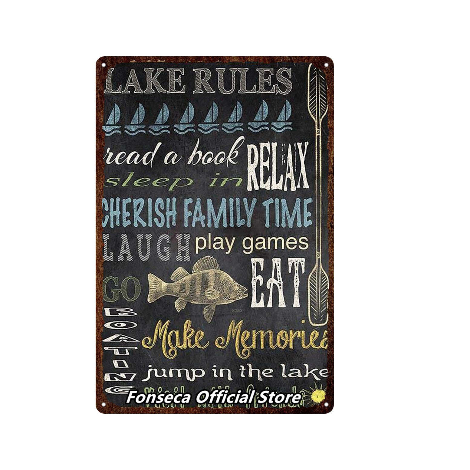 EATING RULES Tin Sign Plaque Metal Vintage Metal S... – Vicedeal