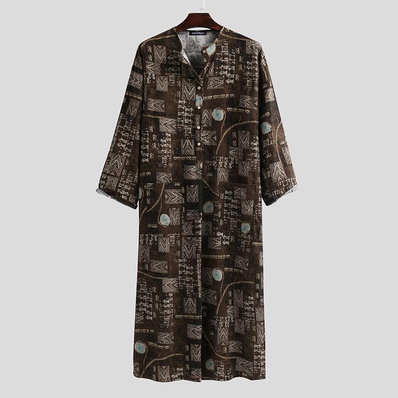 INCERUN Muslim Men Jubba Thobe Long Sleeve Button ... – Vicedeal