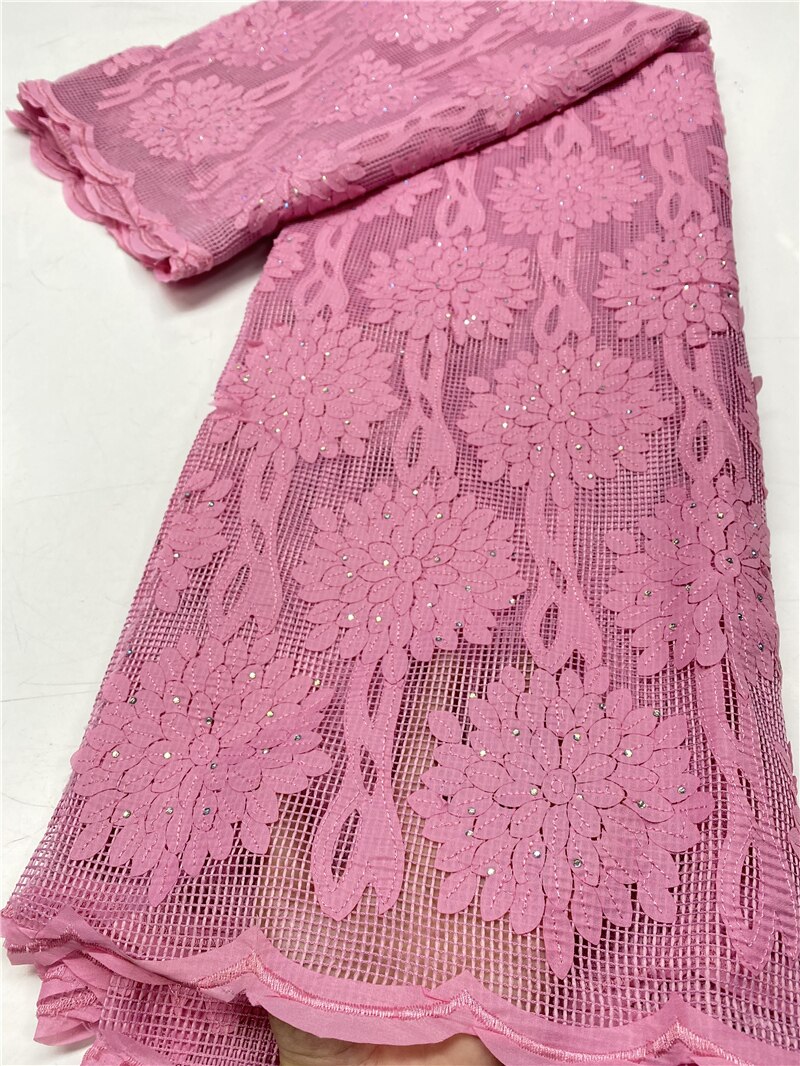 PGC Pink African Nigerian Lace Fabrics Lace Materi... – Grandado