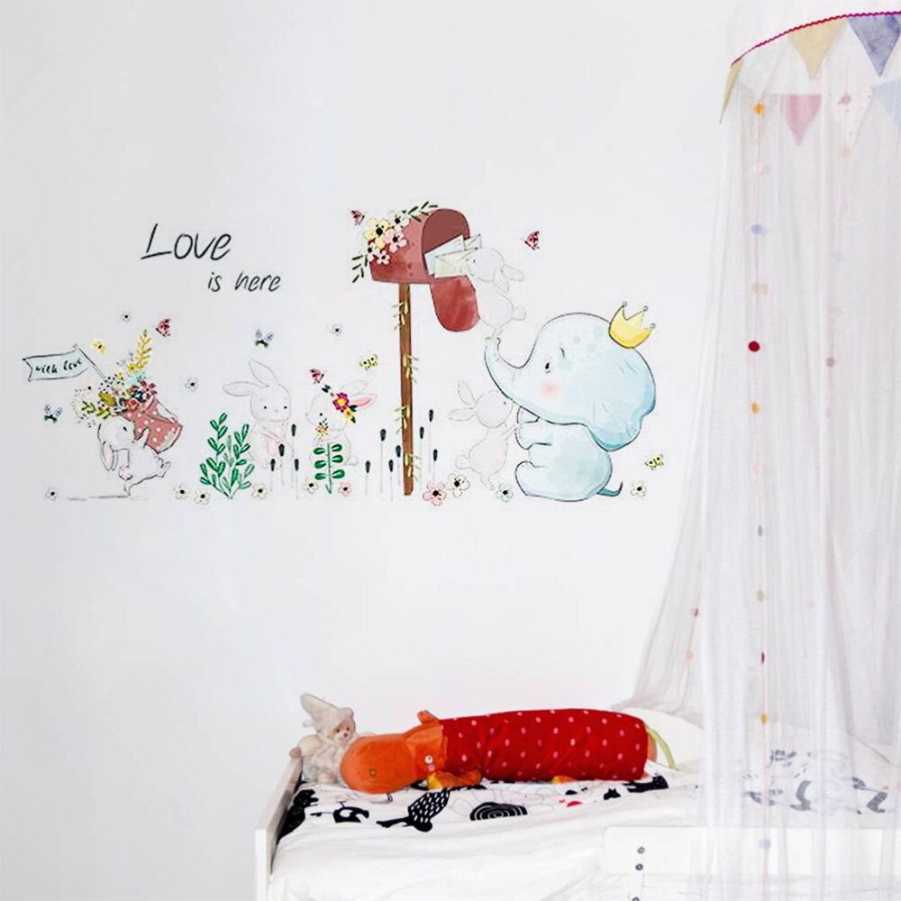 Cartoon Elephant Rabbit Animal Wall Stickers Kids ... – Vicedeal