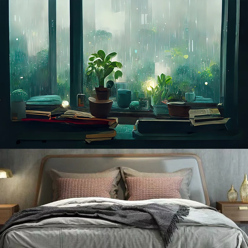 Home decoration window sill scenery tapestry city ... – Grandado