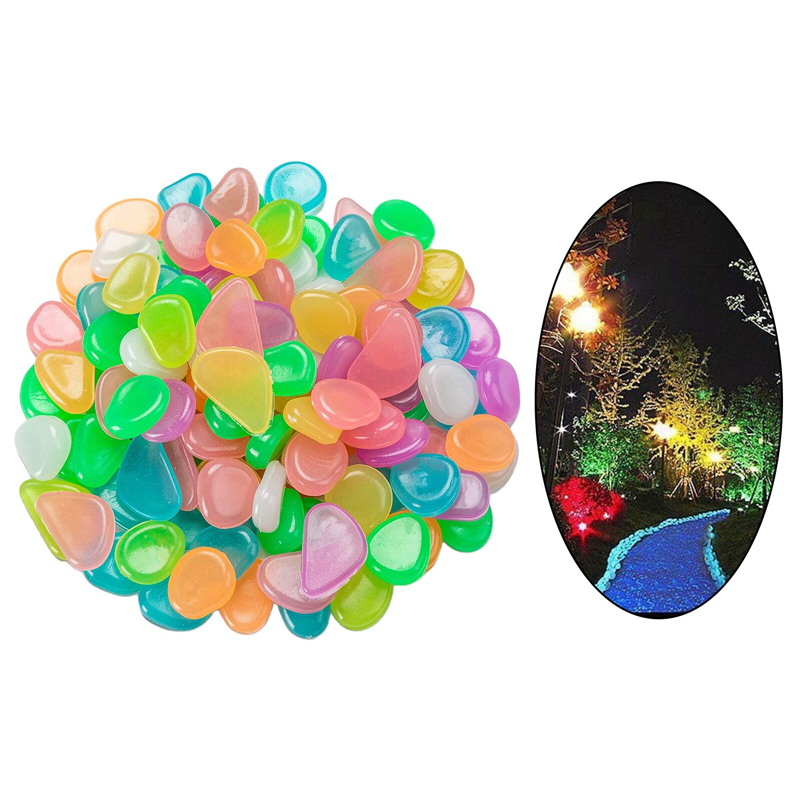 100 Glow in the Dark Pebbles Stones Flower Rock Ga... – Grandado