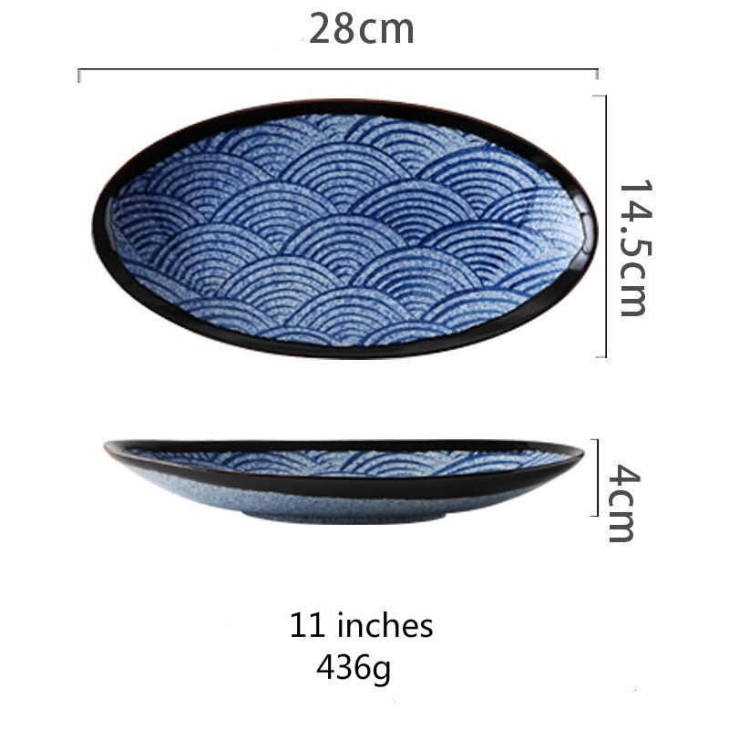 4 Style Wave Plates Retro Ceramic Tableware Sushi ... – Grandado