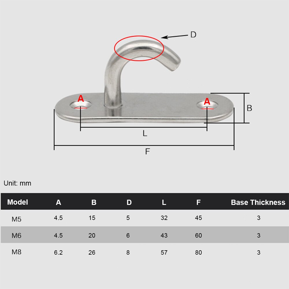 M5 M6 M8 Wall Mount U Hook Stainless Steel Ceiling... – Grandado